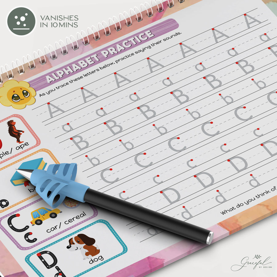 Reusable Grooved Handwriting Workbooks for Kids With Disappearing Ink ...